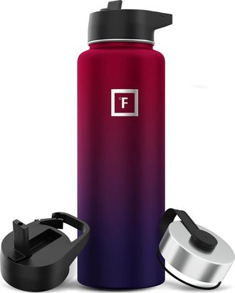 Iron Flask Edelstahl Trinkflasche mit Strohhalm - 650/950/1200/1800 ml - Kohlens&auml;ure Geeignet Auslaufsicher Doppelwandig Isoliert Thermosflasche BPA-Freie - Wass