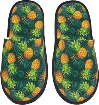 Generic Pantoufles En Feutre Ananas Avec Des Feuilles De Palmier Chaud Pantoufles DHiver Antid&eacute;rapant Maison Slippers Pour Automne H&ocirc;tel Spa M