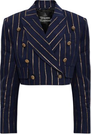 Vivienne Westwood Femme, Vestes, Bleu, Taille: 38 FR Double-breasted Linen Blazer
