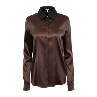 Loewe Femme, Blouses et Chemises, Brun, Taille: 42 FR Chemise en soie &agrave; manches longues