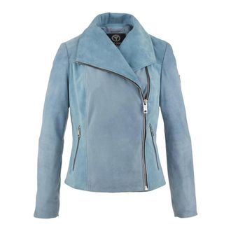 Carlo Colucci Weiche Velour-Lederjacke Dal Bella - - Jackets - Damen - Blau - XL
