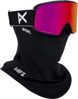 Anon M6 Schneebrille + Bonus-Objektiv + MFI-Gesichtsmaske + Etui (Rahmen: schwarz, Gläser: Wahrnehmen Sie sonniges Rot, Ersatzglas: bewölkten Platz)