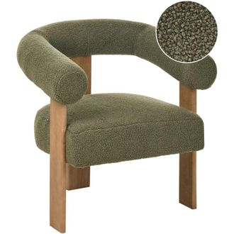 Beliani Sessel Gr&uuml;n und Dunkelbraun Boucl&eacute;-Polsterung Retro Design Holzbeine Wohnzimmer