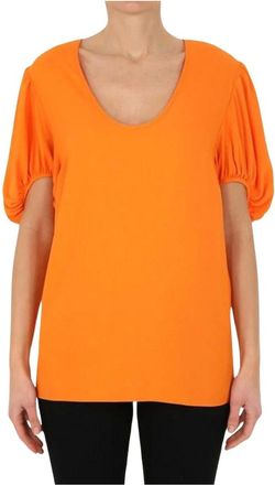 Stella McCartney Femme, Blouses et Chemises, Orange, Taille: 36 FR Haut &agrave; Manches Bouffantes et Encolure Ras du Cou