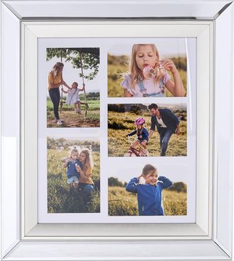 Beliani Multi-Bilderrahmen Spiegeleffekt Collage Silber f&uuml;r 5 Fotos 49 x 44 cm Makeni
