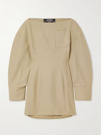 Jacquemus Casaco Minikleid Aus Twill Mit R&uuml;ckenausschnitt Und G&uuml;rtel - Neutral