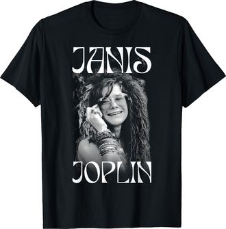 Popfunk Janis Joplin Fashion Icon T-Shirt, Damen, Unisex-Erwachsene, Kurzarm, Schwarz, S, Klassisch, Einfarbig, Musik, T-Shirt