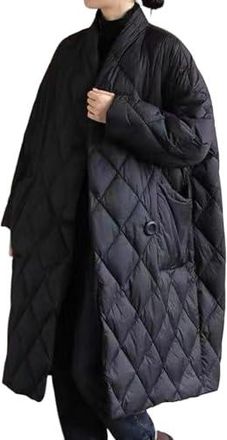 Generic Doudoune matelass&eacute;e l&eacute;g&egrave;re pour femme - Pour lautomne et lhiver - V&ecirc;tement dext&eacute;rieur rembourr&eacute; chaud, Noir, XL