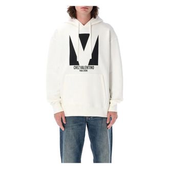 Valentino Garavani Homme, Sweatshirts et sweats à capuche, Beige, Taille: L Sweat à capuche en maille ivoire