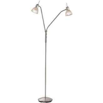 Nino Leuchten Led Stehleuchte 2-f.Daytona Nickel,Glas alab. Weiss incl.2xE14,3W,LED H:152cm,Glas 10cm,mit Flexarm getrennt schaltbar
