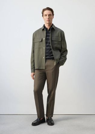 Mango Veste lyocell fronc&eacute;e au dos marron moyen - Homme - XXL - MANGO MAN