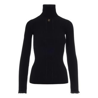 Elisabetta Franchi Femme, Pulls, Noir, Taille: 42 FR Col roul&eacute; ajust&eacute;