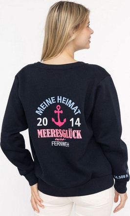 Zwillingsherz Sweatjacke Meine Heimat maritime Stickerei, Rei&szlig;verschluss, Rippb&uuml;ndchen, Taschen