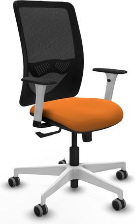 Piqueras y Crespo Schreibtischstuhl Zulema Orange mit wei&szlig;en und schwarzen Armlehnen, h&ouml;henverstellbare Lendenwirbelst&uuml;tze, ausgestattet mit Sincro 3-Positionen und Sch