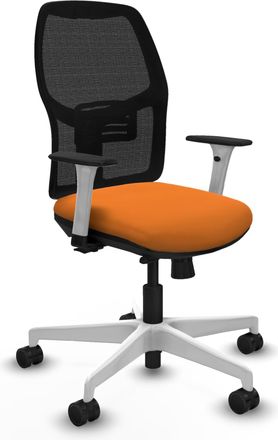 Piqueras y Crespo B&uuml;rostuhl Alfera Orange mit wei&szlig;en und schwarzen Armlehnen, h&ouml;henverstellbare Lendenwirbelst&uuml;tze, ausgestattet mit Syncro/Traslack und Schneideschaum,