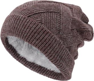Generic Chapeau dhiver rembourr&eacute; et &eacute;pais pour hommes et femmes, chapeau chaud en tricot avec lettres dext&eacute;rieur pour lautomne et lhiver, chapeau en laine cha