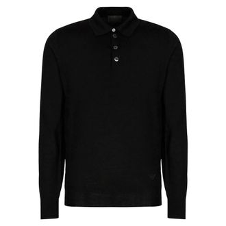 Emporio Armani Homme, Pulls, Noir, Taille: 3XL Pull Polo Noir avec Aigle Brodé