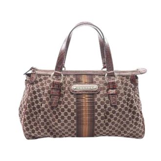 Celine Sac &agrave; main Pre-owned en toile et cuir emboss&eacute; croco Macadam - Femme - Pre-owned - Brun - Taille: ONE Size