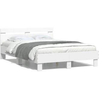 vidaXL Bettgestell mit Kopfteil Wei&szlig; 120x190 cm Holzwerkstoff Vidaxl