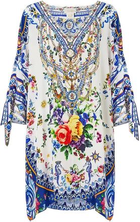 Camilla robe courte à imprimé graphique - Blanc