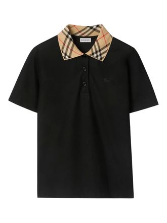 Burberry Poloshirt mit kariertem Kragen - Schwarz