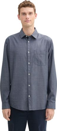 Tom Tailor Herren Regular Fit Hemd mit Brusttasche, 36677 - Navy Diagonal Structure, XXL