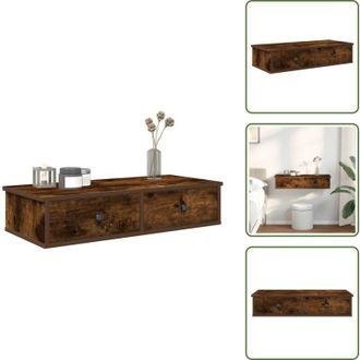 vidaXL Wandregal mit Schubladen R&auml;uchereiche 80x31x17 cm Holzwerkstoff - Wandschublade - Wandschubladen - Wandregal - Wandregal Mit Schubladen