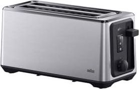 Braun Langschlitz-Toaster - 2 extralange Schlitze, 8 Br&auml;unungsstufen, Auto-Zentrierung, Reheat+ & Defrost+, integrierter Br&ouml;tchenaufsatz, EasyGrab, Schwarz 