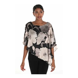 Frank Lyman Design Asymmetrische Gewebte Top Schwarz/Beige - - Blouses & Shirts - Damen - Mehrfarbig - 3XL