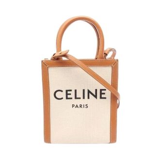 Celine Pre-owned Mini Vertical Cabas Canvas Leather 2way Bag - Femme - Pre-owned - Beige - Taille: ONE Size