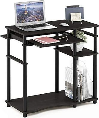 Furinno Abbott Schreibtisch mit Bücherregal, Holz, Espresso/Schwarz, 46.99 x 46.99 x 79.81 cm