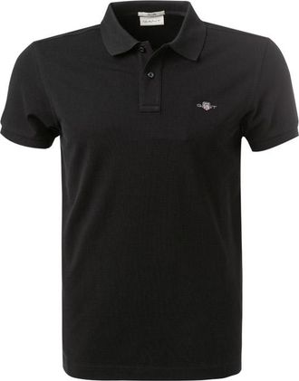 GANT Herren Polo-Shirt schwarz Baumwoll-Piqu&eacute;