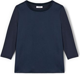 Motivi T-Shirt aus zwei Materialien - - Tops - Damen - Blau - XS