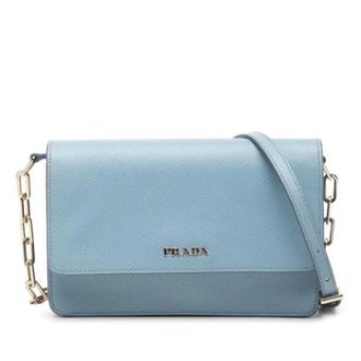 Prada Wallet On Chain Pre-owned - Femme - Pre-owned - Bleu - Taille: ONE Size