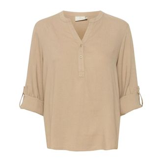 Kaffe Chinchilla Bluse mit V-Ausschnitt - - Blouses & Shirts - Damen - Beige - 2XL