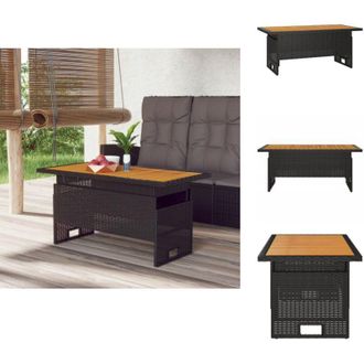 vidaXL Gartentisch Schwarz 100x50x43/63 cm Akazienholz & Poly Rattan - Gartentisch - Esstisch - Terrassenm&ouml;bel - Akazienholz - Polyrattan