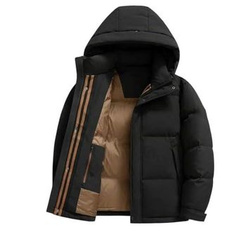 Generic Doudoune légère à capuche pour homme - Chaud - Pour le bureau - Style urbain, Noir, M