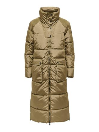 Only Damen long Puffer-Mantel OnlNora gesteppt Winter-Jacke lang, Farbe:Hellbraun, Gr&ouml;&szlig;e:L