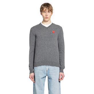 Comme Des Gar&ccedil;ons Heart V-Neck Sweater in Wool