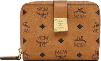 MCM Portemonnaies - Aren Visetos Small Wallet Mni Co - Gr. unisize - in Cognacbraun - f&uuml;r Damen