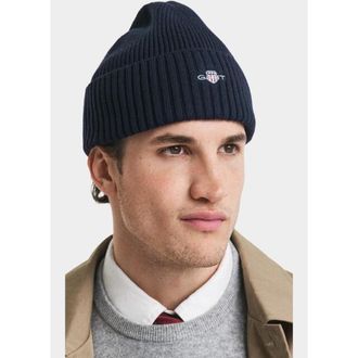 GANT Beanie Aus Baumwollmischung Mit Logo, Blau