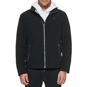Tommy Hilfiger Veste Classique Jaqueta De Lã Polar Clássica COM Zíper Frontale-avec Fermeture éclair sur Le Devant Doublure en Polaire, Black, XL Homme