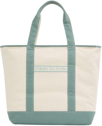 Tommy Hilfiger Damen Tote Bag Tasche Summer Canvas Tragetasche, Türkis (Charming Green), Einheitsgröße