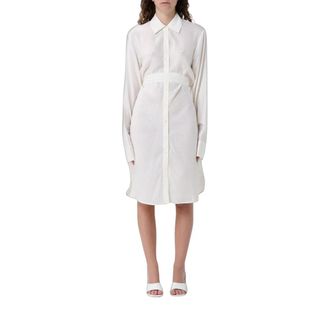 Emporio Armani Hemdblusenkleid aus Leinenmischung - - Dresses - Damen - Wei&szlig; - M