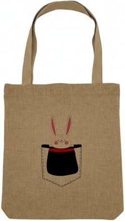 Fabulous Sac Shopping Tote Bag Aspect Lin - Poche Surprise Magique Magicien Lapin Dessin - Sac de Courses Toile Epaisse 360g Beige Naturel Cabas Port&eacute; Epaule S