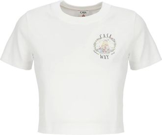 Casablanca Femme, Tops, Blanc, Taille: 42 FR Casa Way Mountain T-shirt
