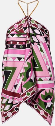 Pucci Bedrucktes Top aus Seidensatin