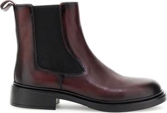 Cafènoir Bottines En Cuir À La Cheville Avec Élastique, Pour Femme, Couleur Rouge, Taille 41