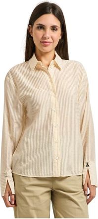Patrizia Pepe Femme, Blouses et Chemises, Beige, Taille: 44 FR Chemise fluide ray&eacute;e avec clous
