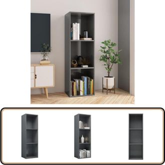 vidaXL Vidaxl - Bücherregal/TV-Schrank Hochglanz-Grau 36x30x114cm Holzwerkstoff - Bücherregal - TV-Schrank - Holzmöbel - Grau - Moderner Stil